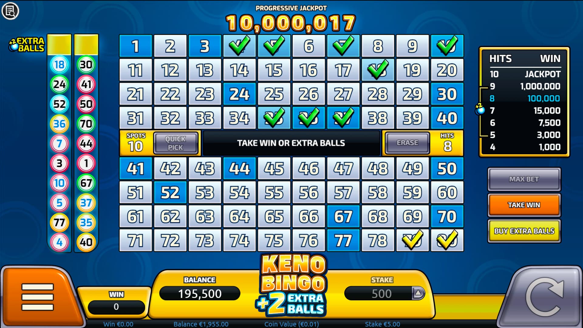 Keno Bingo +2 Extra Balls - Air Dice