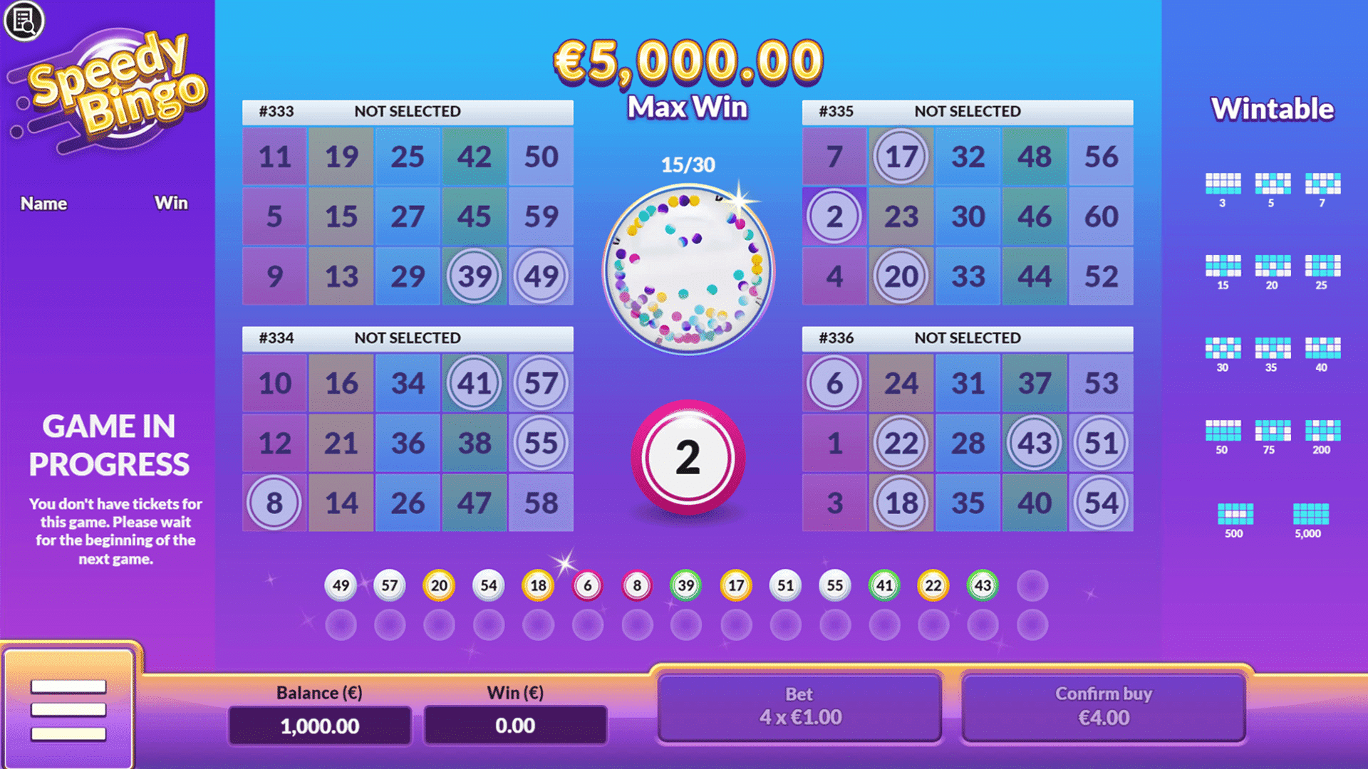 Speedy Bingo - Air Dice